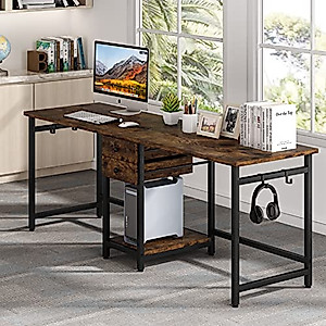 Tribesigns 78’’ Two Person Desk with 2 Drawers, Long Double Computer Desk Gaming Table with Shelves, Industrial Study Writing Table Workstation for Home Office, Rustic Brown