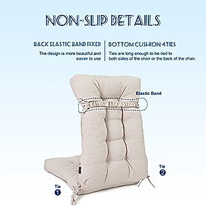ROFIELTY Rocking Chair Cushion，Tufted Rocking Chair Cushions Indoor/Outdoor, All in One Non-Slip Adirondack Chair Cushion, Suitable for Rocking Chair Cushions in Nursery/High Back/Office (Cream)