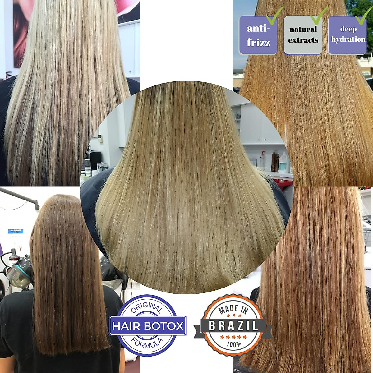 KERAZON Blonde Brazilian Hair BTX Treatment Purple Mask Platinum Effect & Silver Hair Providing Smoothing, Deep Hydration, Anti-Brass, Shine, Softness, Volume & Frizz Control