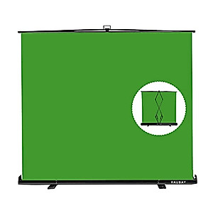 【Wider Style】 RAUBAY 78.7in x 74.8in Large Collapsible Green Screen Backdrop Portable Retractable Chroma Key Panel Photo Background with Stand for Video Conference, Photographic Studio, Streaming
