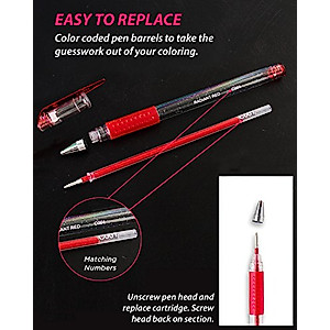 ColorIt 48 Gel Pen Ink Refills for Glitter, Metallic, and Neon - Color Coded for Easy Replacement (Gel)