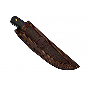 BucknBear Sharp Custom Handmade 1095 Rain Drop Damascus Fixed Blade Hunting Knife with Leather Sheath (Micarta/Wood Handle)