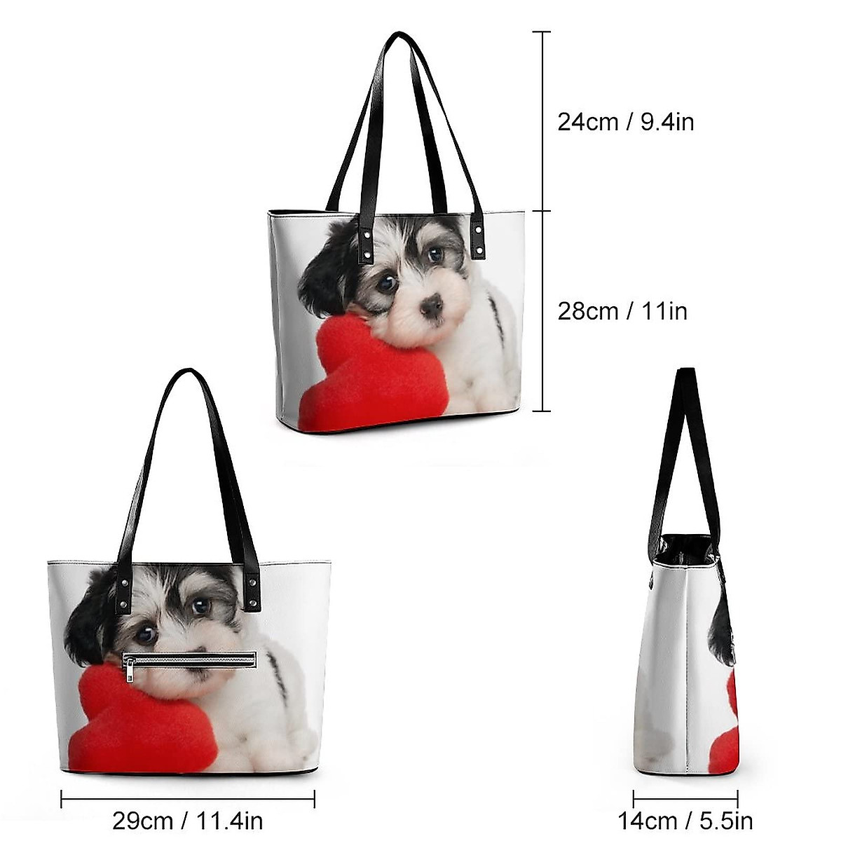 Womens Handbag Animal Dog Leather Tote Bag Top Handle Satchel Bags For Lady