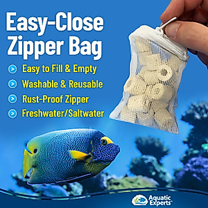 Aquatic Experts High Flow Filter Media Bag - Durable Filter Bags for Fish Tank, Secure Aquarium Media Bag with Drawstring, Media Bags for Aquarium and Pond, High Flow (Zipper), 3” x 4” – 4 Pack