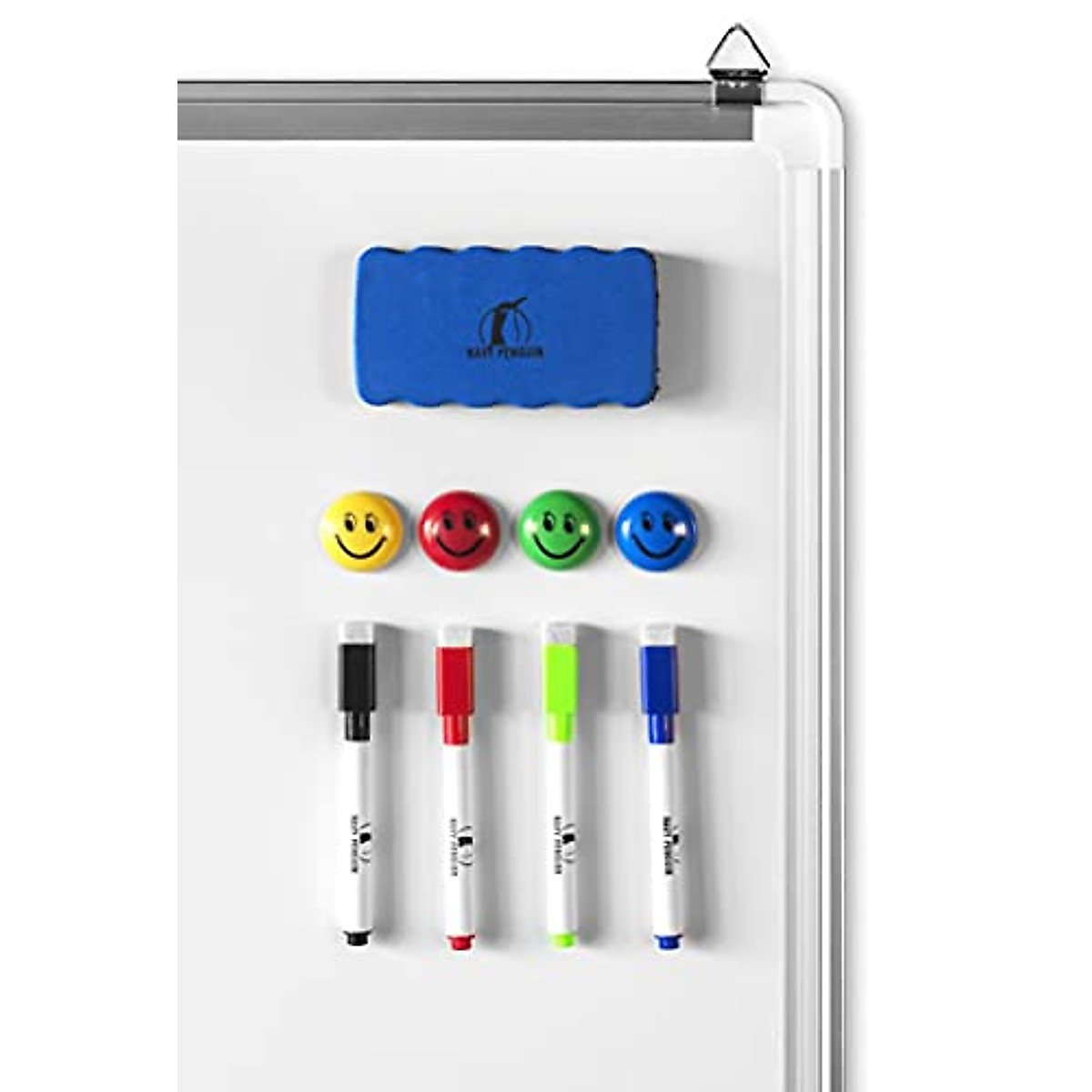 Whiteboard Set - 24 x 18" Dry Erase Board with 1 Magnetic Eraser, 4 Dry Wipe Markers, 4 Magnets and 6 Magnetic Labels - Wall Hanging Reminder Kanban Scrum White Board for Home and Office