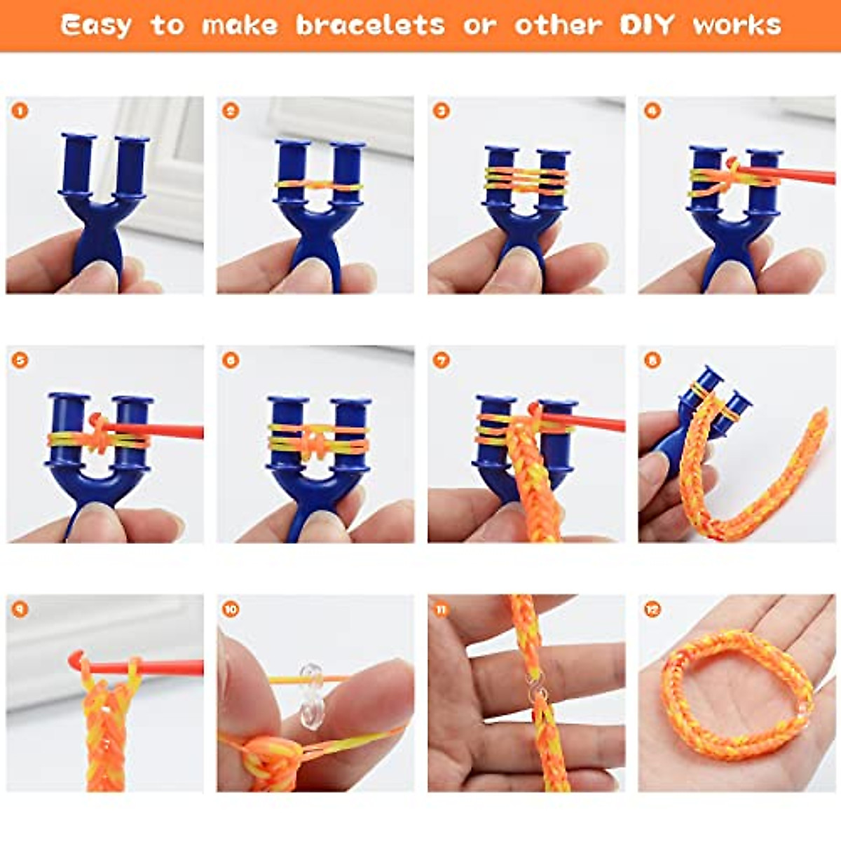 UUEMB 3000+ Rubber Band Bracelet Kit, Colorful Loom Bracelet Making Kit with Storage Box, DIY Art Craft Kit with Charms Beads for Beginners Kids Girls Boys Birthday Parties Christmas Gift