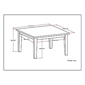 SIMPLIHOME Eastwood SOLID HARDWOOD 54 Inch Square Contemporary Dining Table in Java Brown, For the Dining Room