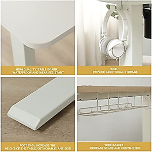 Jceet Adjustable Height Electric Standing Desk - 55 x 24 Inch Sit Stand Computer Desk, Stand Up Desk Table for Home Office, White Frame/White + Oak Top