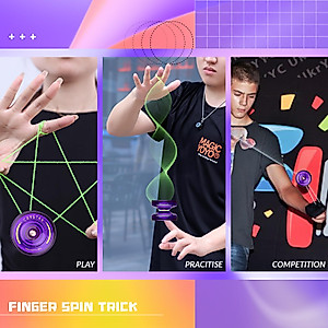 Responsive Yoyo for Kids K2 Crystal Purple , Dual Purpose Plastic Yo-Yo for Beginners, Replacement Unresponsive Ball Bearing for Advanced Yo yo Players + Removal Bearing Tool + 12 Yoyo Strings + Bag