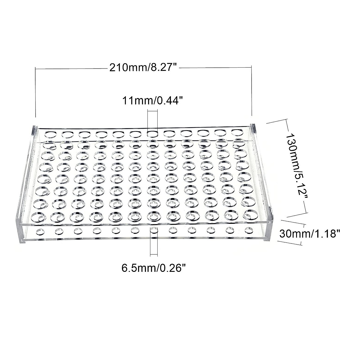 Aicosineg 96Holes Centrifuge Tube Holder 0.43in Acrylic Test Tube Rack Holder Plastic Tube Rack Rectangular Plastic Stand Bracket Rack Test Tube Rack for Labortory Holder Party Favors Decoration Clear