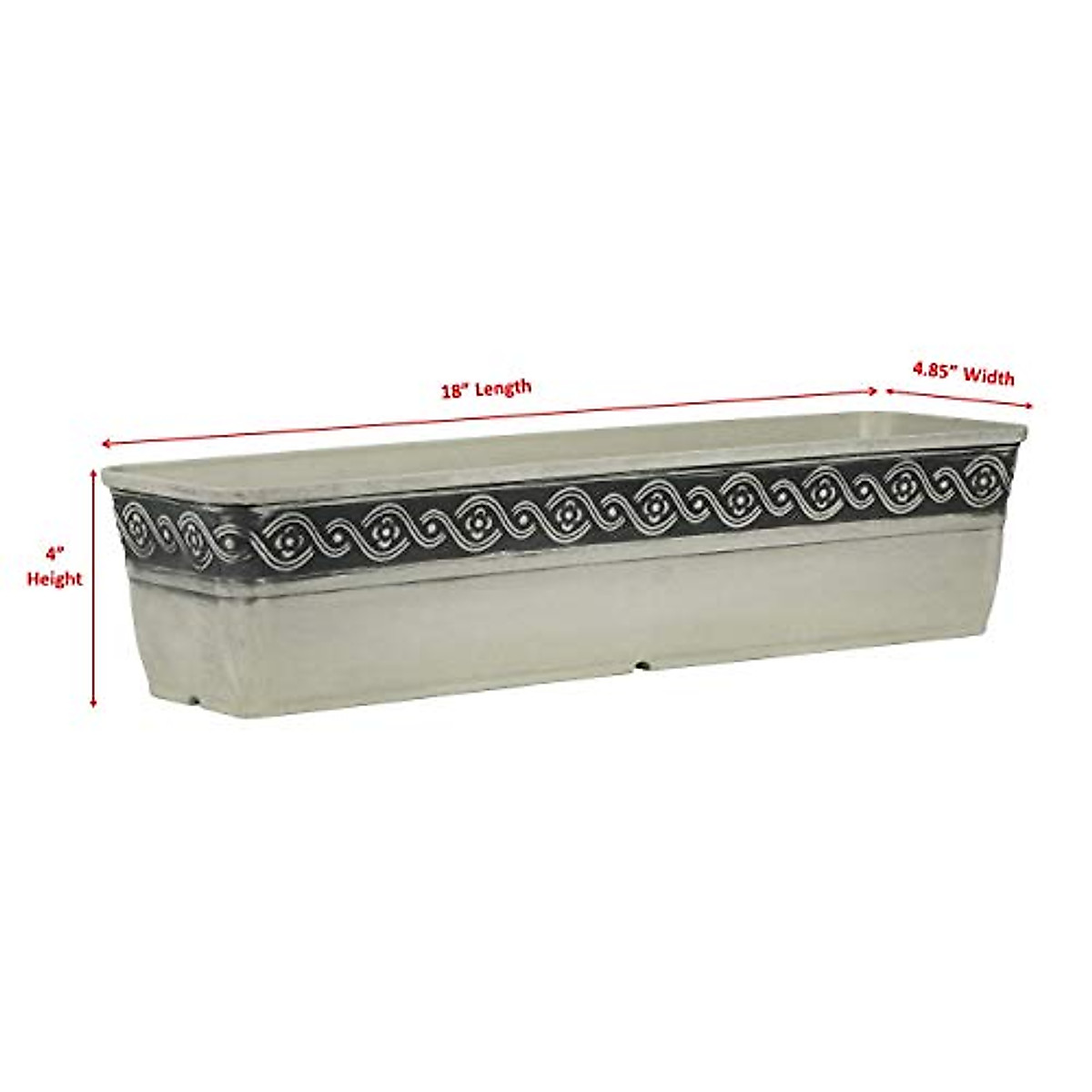 Classic Home and Garden 9418D-060 18" Corinthian Trough planter, Cast Concrete
