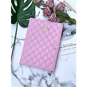 Topwin Cute Crown Case for iPad Pro 12.9-inch (6th & 5th Gen), Bling Diamond PU Leather Smart Auto Sleep/Wake Kickstand Shockproof Flip Case for 12.9 Pro (White)