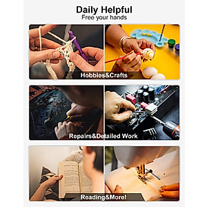 SKYWAY 160% Magnifying Glasses with LED Light, Rechargeable Lighted Magnifier Eyeglasses for Reading Small Prints Labels, Close Work, Needlepoint Sewing Crafts Hobbies Hands Free 2-Pack 1.6X