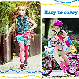 Queekay 6 Pcs Water Bottles with Straws for Kids Watermelon Water Bottle Adjustable Strap Leakproof Plastic Watermelon Ice Cream Camera Bread Biscuits Shaped Water Bottle for School Travel