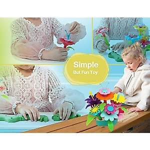 BIRANCO. Flower Garden Building Toys - Build a Bouquet Floral Arrangement Playset for Toddlers and Kids Gifts Age 3, 4, 5, 6 Year Old Girls, Educational STEM Toy (120 PCS)