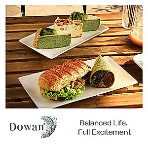 DOWAN 12" Rectangle Plates Set of 4 - White Serving Platters for Party, Wedding, and Entertaining - Rectangular Serving Trays Dishes for Steak, Taco, Sushi, Appetizer, Cake - Dishwasher & Oven Safe