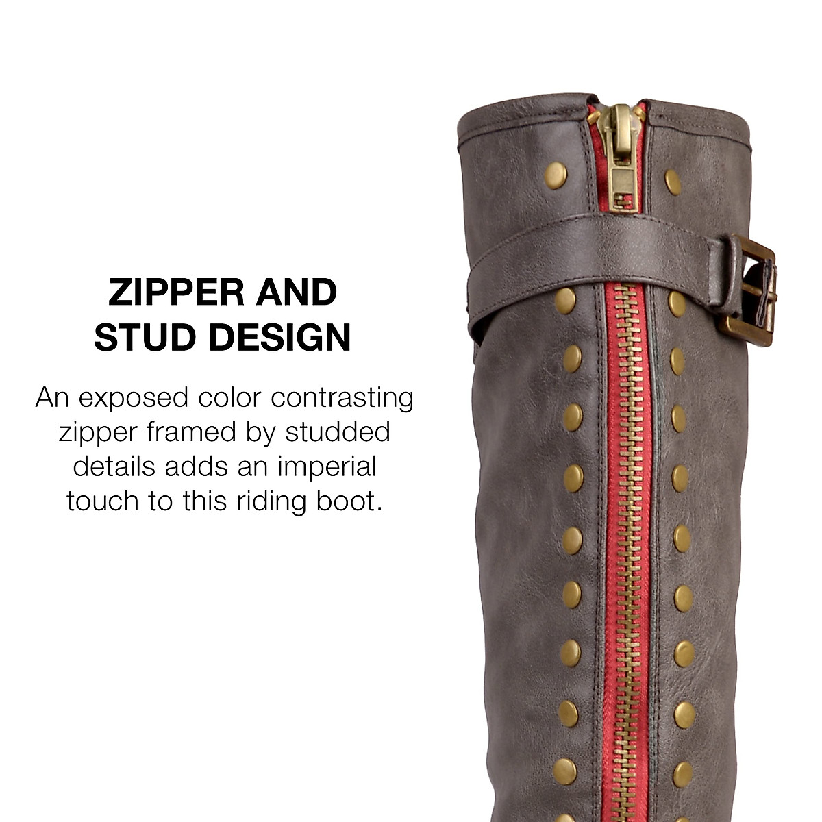 Journee Collection Women's Spokane Stacked Heel Riding Boots - Taupe