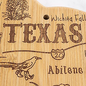 Totally Bamboo Destination Texas State Shaped Serving and Cutting Board, Includes Hang Tie for Wall Display