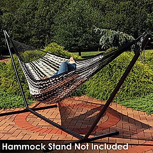 Sunnydaze Mayan Family Hammock Hand-Woven XXL Thick Cord, Heavy-Duty 625-Pound Capacity, Black/Natural