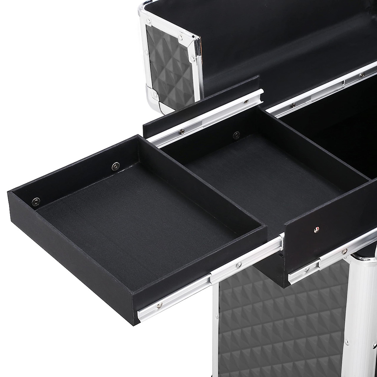 Topeakmart Professional Large Makeup Case, Professional Rolling Cosmetic Organizer Trolley, Portable Travel Makeup Train Case, With Drawer, Locks and Wheels - Black