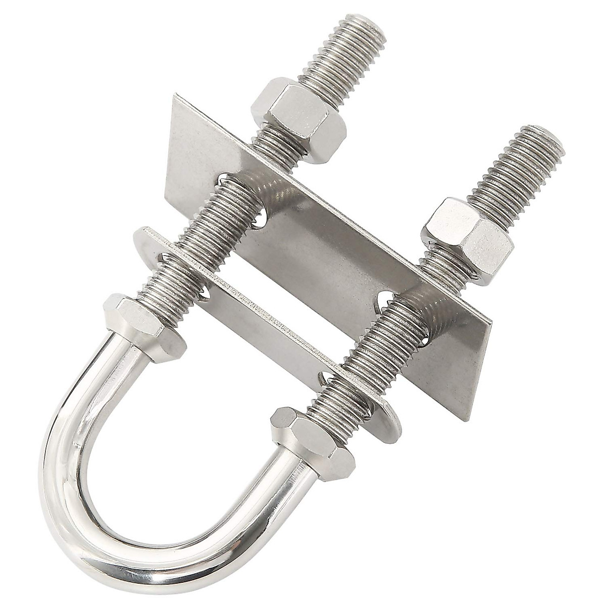 NovelBee 2-Pack of Stainless Steel Bow Stern Eye Tie Down U Bolt with Nuts and Washers,Stock Dia.1/2" (Length:5-1/4")
