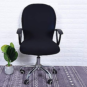 Chris.W Computer Office Chair Cover Stretchable Removable Office Swivel Chair Cover Universal Lift Chair Slipcovers (Black)