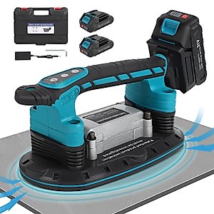 Tile Vibration Machine Installation Tool, Handheld Automatic Tiling Vibrator with Enlarged Suction Cup for Tiling Leveling Laying 21V 12500mAh 24000r/min 6 Speeds Adjustable