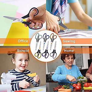 Scissors for Office School Supplies, Hnncugty 8" Scissors All Purpose Bulk Set of 6-Pack, Sharp Scissors for Student Teacher Scissors Home Craft Sewing Fabric Scissors, Comfort Grip, Right/Left Handed