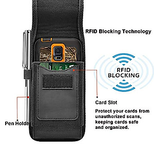 Takfox Phone Holster for Samsung Galaxy S22 Ultra S23 Plus S21 S20 S10 Note 20+,A03S A14 A53 A51 A71 A13 A02S A12 A32,G Power 2023 Nylon Cell Phone Belt Clip Holster Carrying Pouch w Card Holder,Black