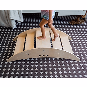 Avenlur Rocking Boat Stair Climber Montessori and Waldorf Style Balancing Step Ladder Rocker Activity Center for Toddlers, Kids, Homeschool, Daycare Seats up to 4 Children Ages 1-6yrs