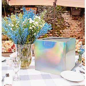 SietDESEO Card Box for Party Iridescent Card Box Raffle Box Gift Card Box Holder for Birthday Party Wedding Reception Baby Shower Bridal Shower Money Card Box