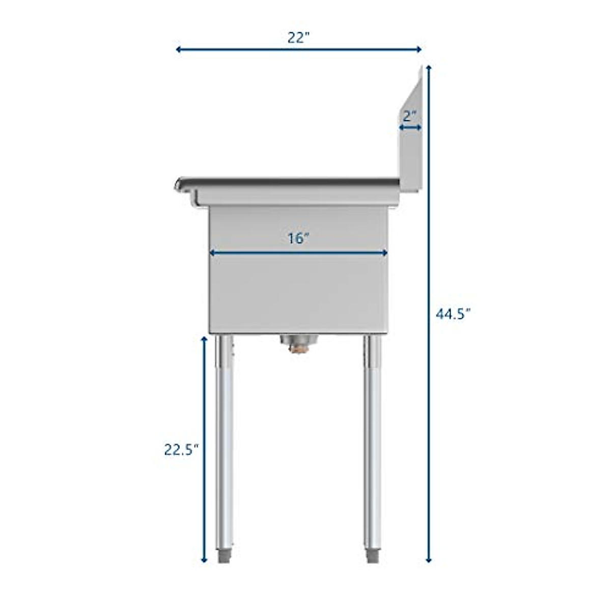 KoolMore - SC121610-12R3 3 Compartment Stainless Steel NSF Commercial Kitchen Sink with Drainboard - Bowl Size 12" x 16" x 10", Silver