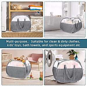 Collapsible Laundry Baskets, 90L Large Foldable Laundry Basket, Tear-proof Pop Up Hampers for Laundry, Dirty Clothes Laundry Hamper for Bedroom, Bathroom, Dorm, Laundry Room, Travel or Camping Grey