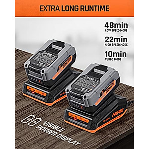 FIILPOW 40V 570CFM Leaf Blower, Brushless Leaf Blower Cordless with 2×4.0Ah Battery and Fast Charger, Turbo Mode and 3 Variable Speed Lock, Axial Fan, Blower for Lawn Care, Yard, Driveway, Walkway