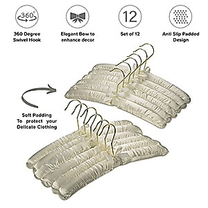 Florida Brands Padded Clothing Fabric Hangers for Women Clothing - Ivory, Set of 12 Premium Coat Hangers for Closet, Bride Hanger for Wedding Dress, Sweater Hangers
