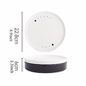 Seafood Sushi Sashimi Ice Tray Ceramic Platter Round Dry Ice Plate Personalized Smoke Dishes for Restaurant Hotel Home Multi-purpose (Size : Small)