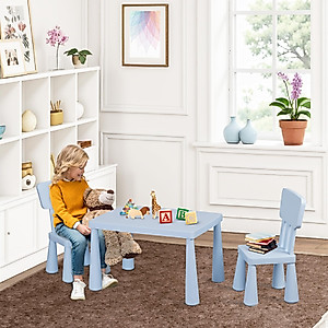ZENY Kids Table and Chair Set, 3 in 1 Plastic Children Activity Table for Toddlers Drawing, Reading, Crafts, Snack Time, Detachable Tabletop Table and Chair Set for Home, Nursery, Playroom