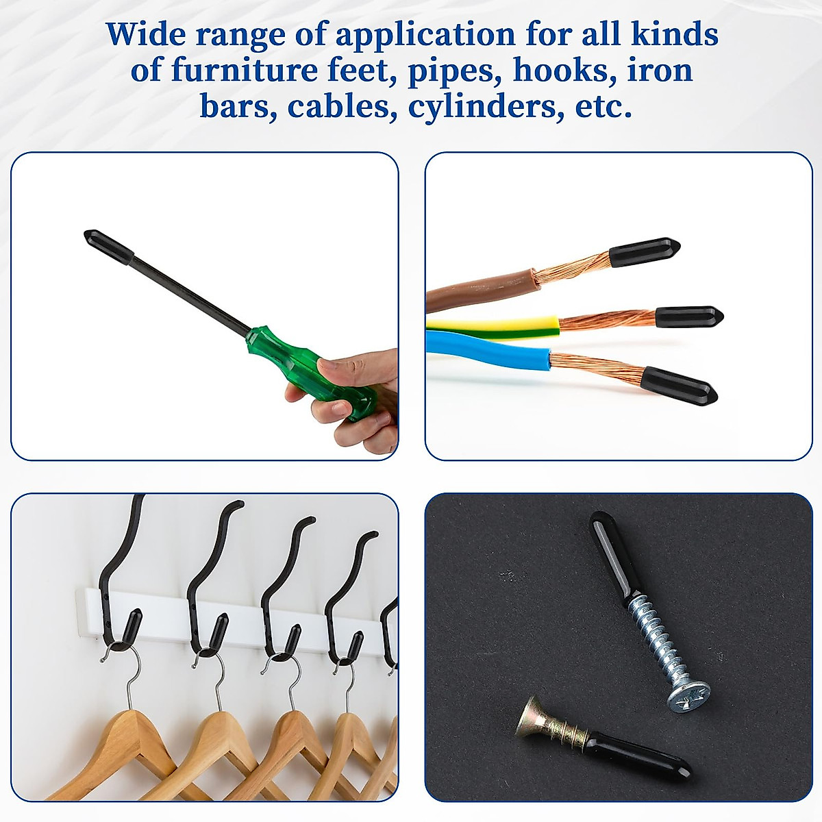 50pcs Covers for Screw Ends, Black Screw Rubber End Caps, 0.12" Vinyl Flexible Caps Covers for Bolts Screws, Black Round Thread Protectors Safety Tube Caps (Length 0.8 Inch)