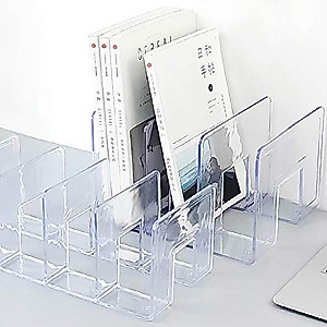 LUGUNU Clear Acrylic Desk File Sorter Purse/Handbag Organizer clutch divider Mesh Folder Office Supplies Stand Bookshelf (3 Sections) (4 Sections)