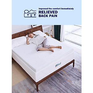 Memory Foam Mattress Topper for Pain Relief - 3 Inch Gel Infused Memory Foam Non-Slip Cover - Plush Feel - Cooling and Pressure Relieving - CertiPUR Certified - Dorm Room Essentials - Queen Size
