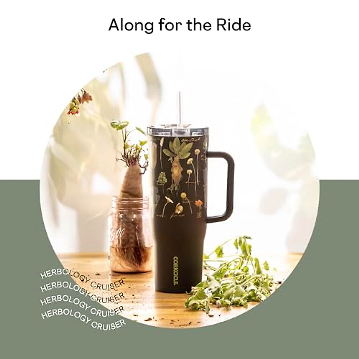 Corkcicle x Warner Brothers Harry Potter Herbology Cruiser - Insulated Tumbler with Handle & Straw, 40 oz – Reusable Water Bottle - Cold for 20 Hours, Hot for 9 Hours – Cupholder Friendly, Spill Proof