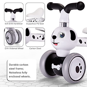 YGJT Baby Balance Bike Toys for 1 Year Old, Birthday Gifts for Boys and Girls, Silent Wheels & Non-Pedal Baby Walker Riding Toys for 10-36 Months Toddlers, Kids First Bike Gifts Spotty Dog