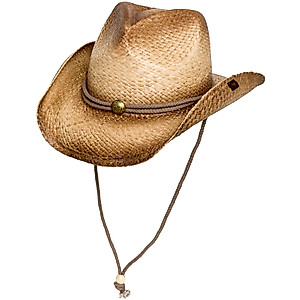 Peter Grimm Mens Straw Round Up Cowboy Hat