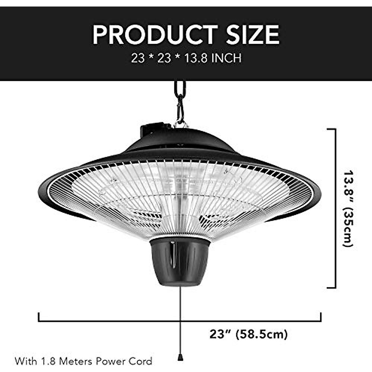 Simple Deluxe Patio Portable Outdoor Heating for Balcony, Courtyard, With Overheat Protection, Ceiling-Mounted Heater