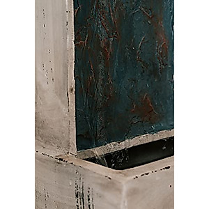 XBrand Polystone Wall Water Fountain with Warm Light and Splash Guard, Indoor Outdoor Wall-Mounted Fountain, Relaxing Décor for Home Patio Garden Backyard, 29.5 Inch Wide, Natural Stone and Green