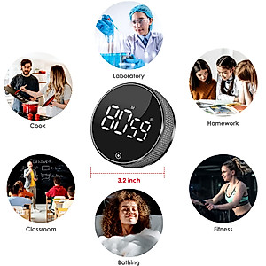 Digital Kitchen Timers for Cooking, Magnetic Visual Timer with Loud Ring & LED Display for Seniors Kids, Countdown Countup Timer for Classroom Baking Studying Teaching