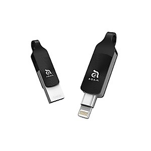 ADAM elements iKlips Duo+ 128GB MFi Certified Premium Flash Drive Compatible with iPad, iPhone (128GB, Obsidian Black)
