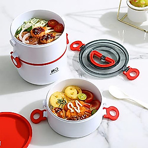 ZZQ Bento Box Adult Lunch Box with Bag/Utensil, Stackable Large 81-oz Salad Bowl - Microwave Safe/Leak-Proof Bpa Free Lunch Containers for On-the-Go Balanced Eating - White