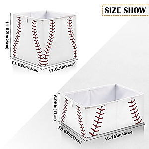 Softball Baseball Storage Basket Storage Bin Rectangular Collapsible Nursery Hamper Cute Bin Organizer for Laundry Room Balcony