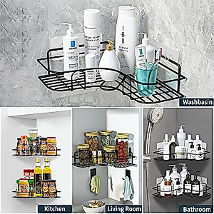Lgowithyou Corner Shower Caddy Shelf Organizer, No Drilling Rustproof 2 Pack Stainless Steel Shower Basket Shelves Rack with Strong Adhesives for Bathroom Kitchen Dorm Bedroom